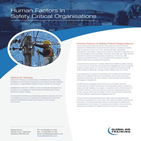 Human Factors in Safety Critical Organisations | PDF