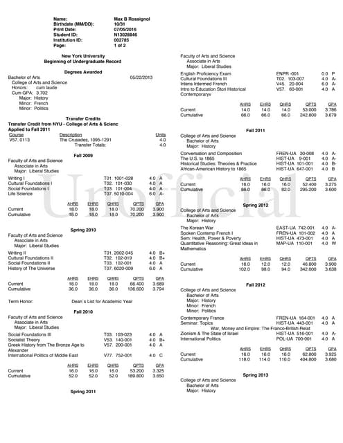 NC State Official Final Transcript | PPT