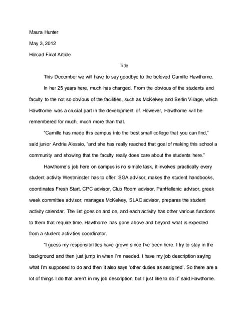 Hunter Writing Sample 3 | PDF