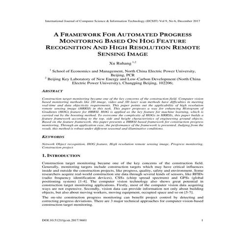 A Framework For Automated Progress Monitoring Based On Hog Feature 1430