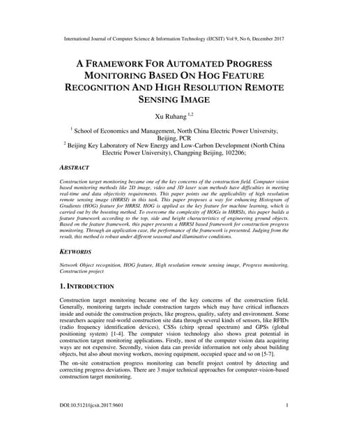 A Framework For Automated Progress Monitoring Based On Hog Feature 1430