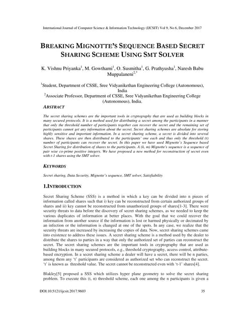 Secret sharing schemes | PPT