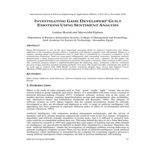 Investigating Game Developers’ Guilt Emotions Using Sentiment Analysis ...
