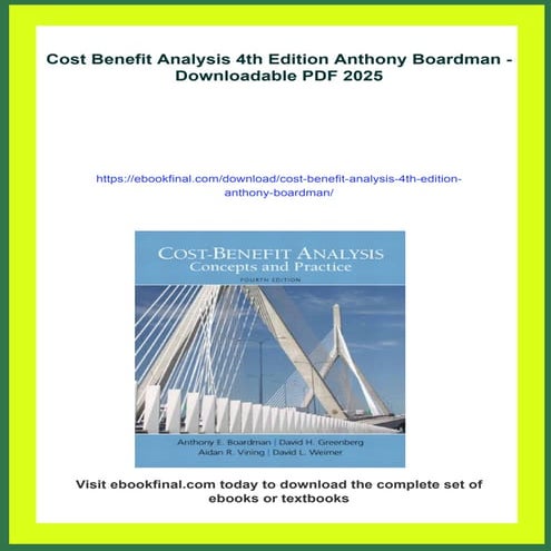 Cost Benefit Analysis 4th Edition Anthony Boardman | PDF