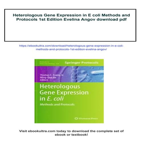 Heterologous Gene Expression in E coli Methods and Protocols 1st ...