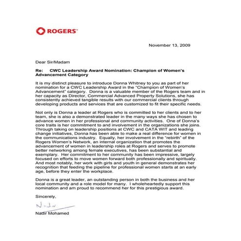 Bayly Reference Letter 280711 | PDF