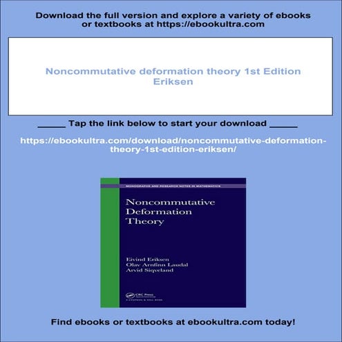 Noncommutative deformation theory 1st Edition Eriksen | PDF