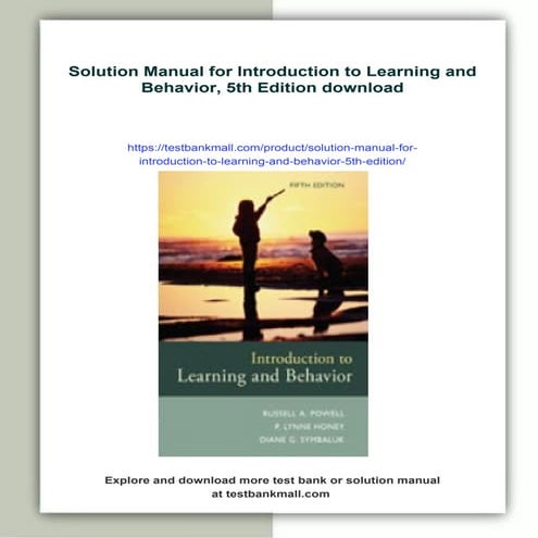 Solution Manual for Introduction to Learning and Behavior, 5th Edition | PDF