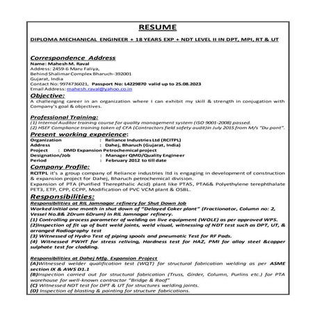 RESUME MAHESH M RAVAL | DOCX