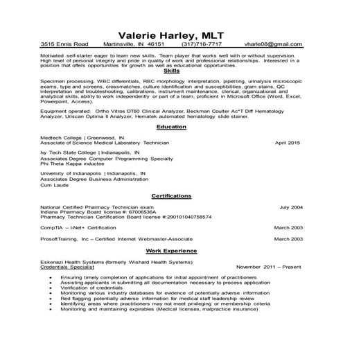 Valerie Harley MLT | PDF