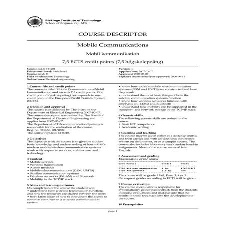 Syllabus-ET1201-Mobile Communications | PDF