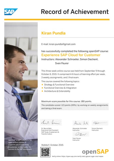 Implementation of SAP Business Object Cloud RecordOfAchievement | PDF | Computer Software and ...