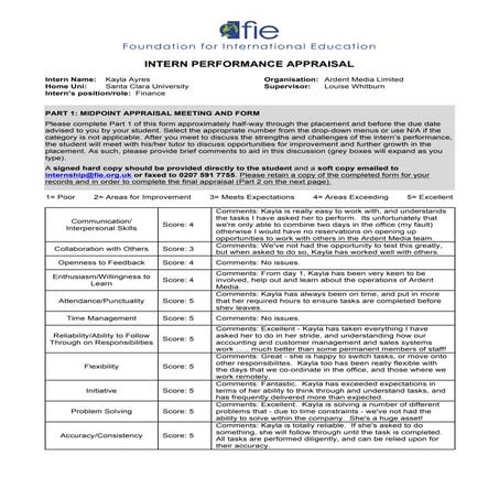 2016-11-24 Intern Performance Appraisal - Kayla Ayres | PDF
