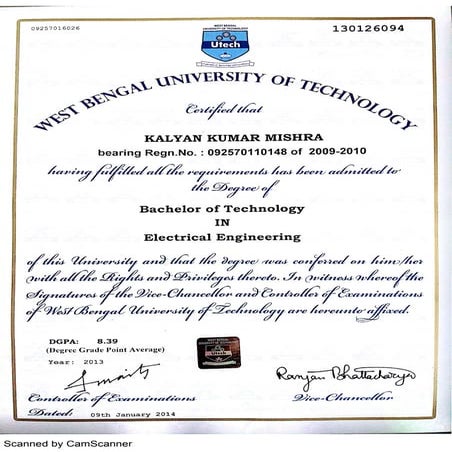 Pass Certificate B.Tech