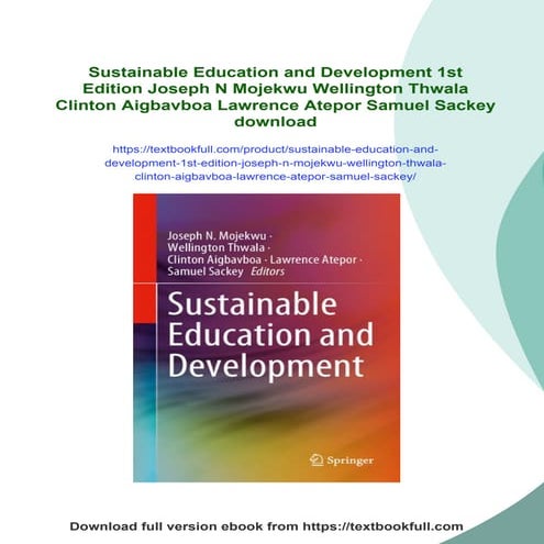Sustainable Education and Development 1st Edition Joseph N Mojekwu Wellington Thwala Clinton ...