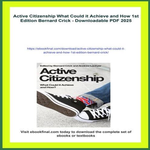 Active Citizenship What Could it Achieve and How 1st Edition Bernard ...