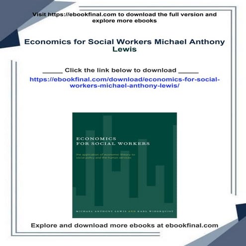 Economics for Social Workers Michael Anthony Lewis | PDF