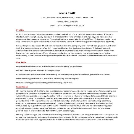 Lewis Swift CV | DOCX