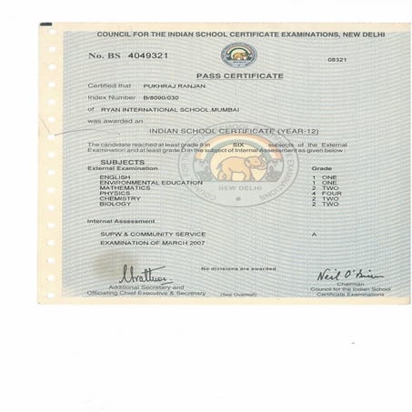 12th Grade Marksheet | PDF