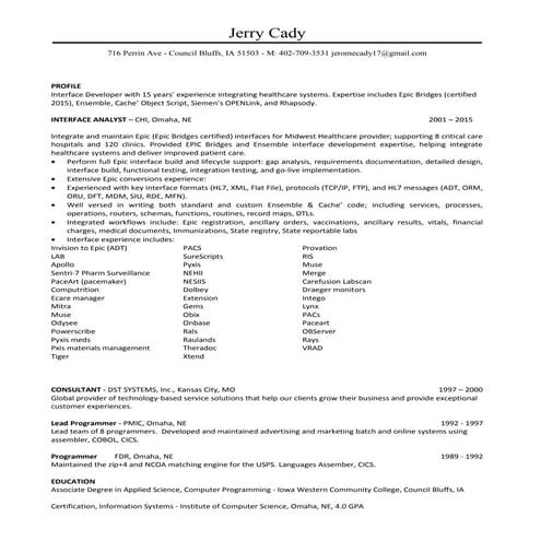 Mr. Cady's Resume | DOC