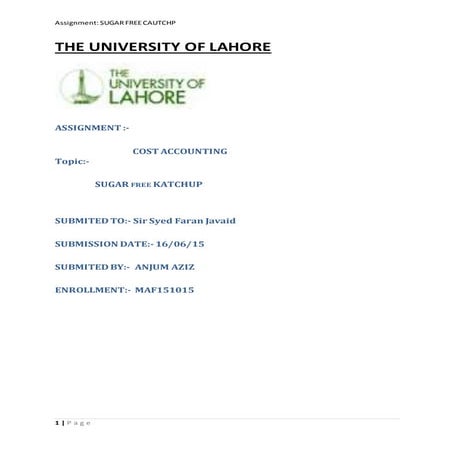 THE LAHORE UNIVERSITY | DOCX