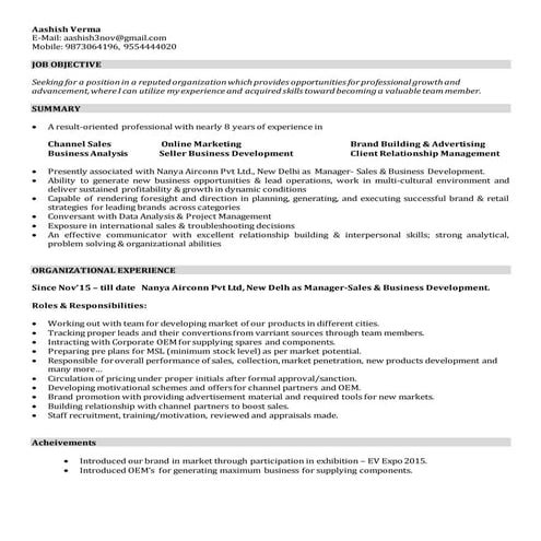 Resume of Aashish | PDF