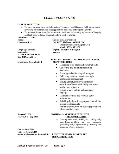 Orumen Samuel Resume | PDF