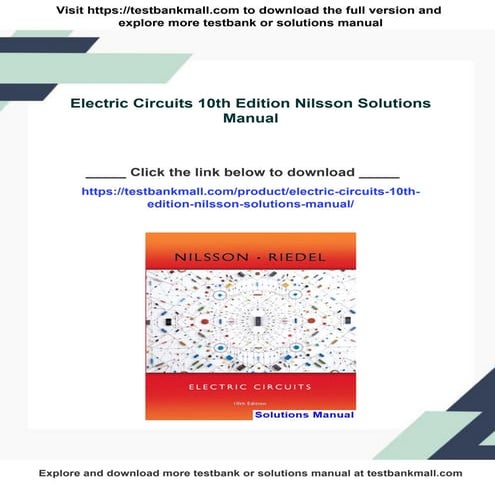 Electric Circuits 10th Edition Nilsson Solutions Manual | PDF