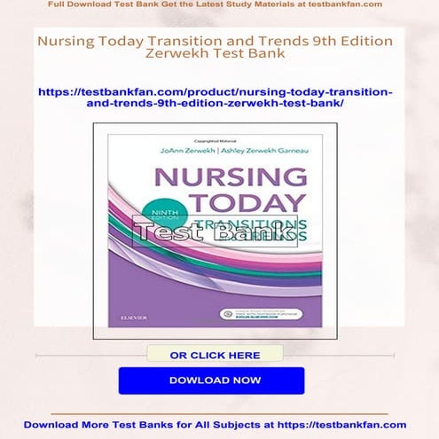 Nursing Today Transition and Trends 9th Edition Zerwekh Test Bank | PDF
