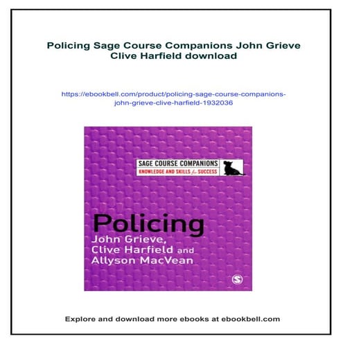 Policing Sage Course Companions John Grieve Clive Harfield | PDF