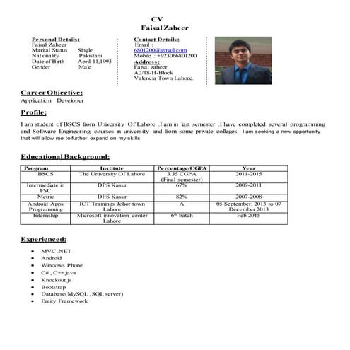 Faisal zaheer Resume v | DOCX