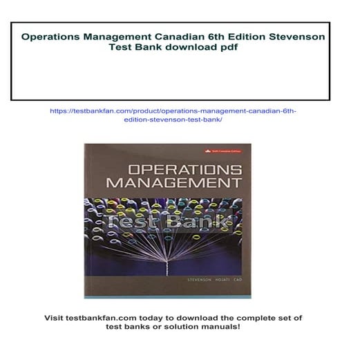 Operations Management Canadian 6th Edition Stevenson Test Bank | PDF