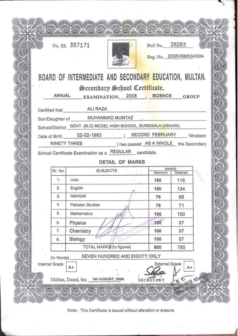 My Matric Certificate my-matric-certificate