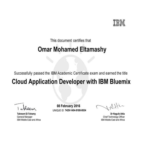 Cloud Application Developer with IBM Bluemix_certificate | PDF