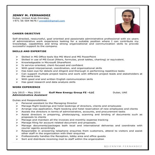 Jenny Fernandez CV | PDF