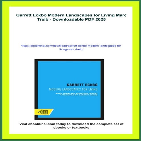 Garrett Eckbo Modern Landscapes for Living Marc Treib | PDF