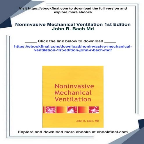 Noninvasive Mechanical Ventilation 1st Edition John R. Bach Md | PDF