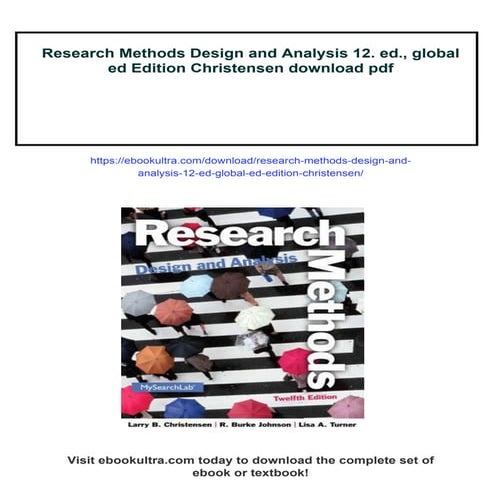Research Methods Design and Analysis 12. ed., global ed Edition Christensen | PDF