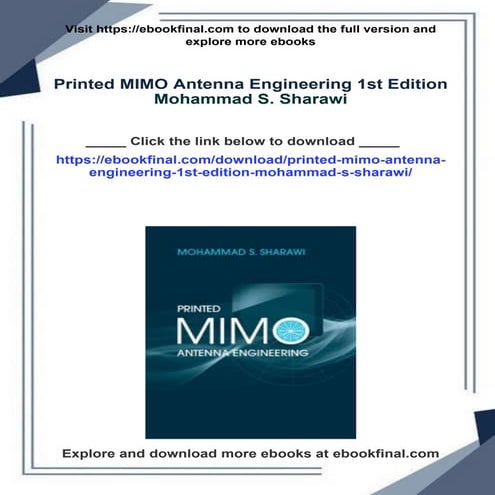 Printed MIMO Antenna Engineering 1st Edition Mohammad S. Sharawi | PDF