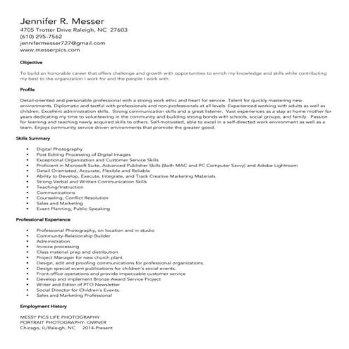 Jennifer Messer Resume 2016 | PDF