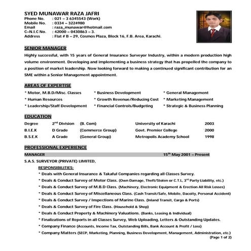 Munawar CV | PDF | Business | Business and Finance