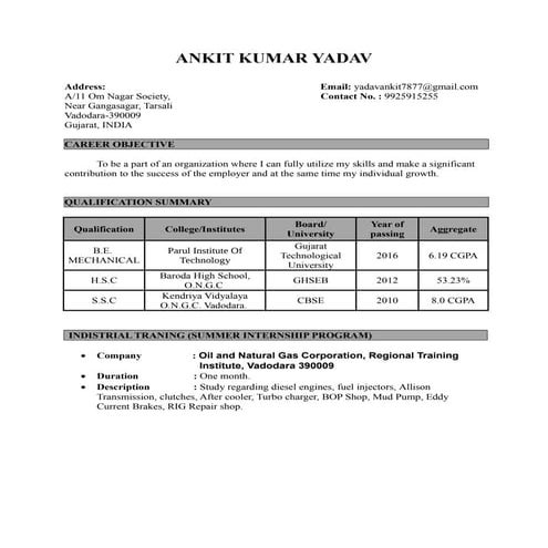 ANKIT RESUME | PDF