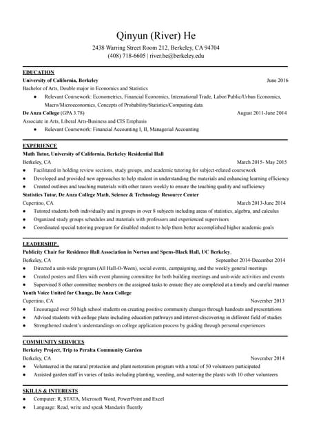 Resume_Sunny_Sun Berkeley | PDF