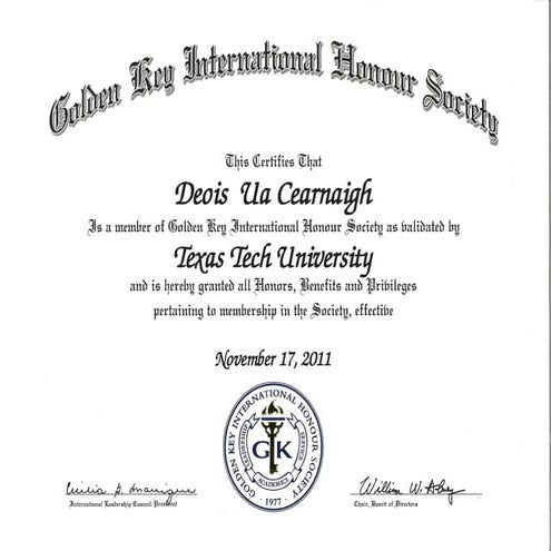 Golden Key Certificate | PPT