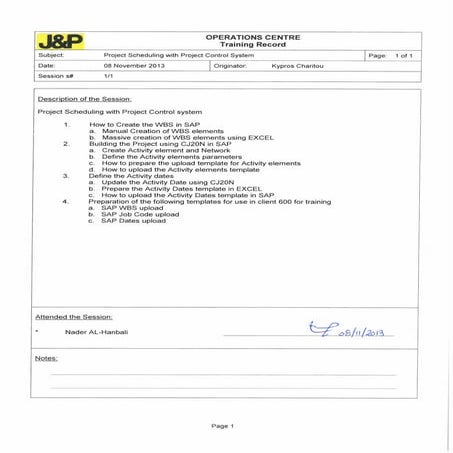 KAFD - WBS Briefing Training Record (04) | PDF