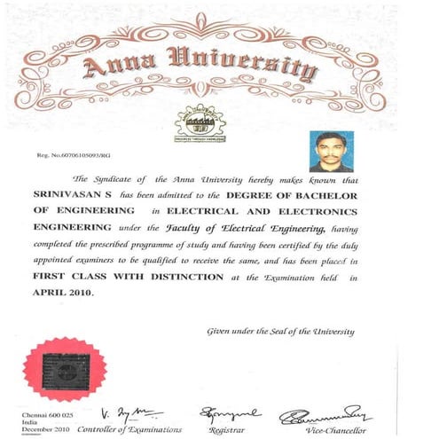 BE Degree Certificate | PDF