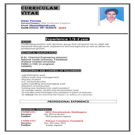 CV OF umar farooq sh. | PDF