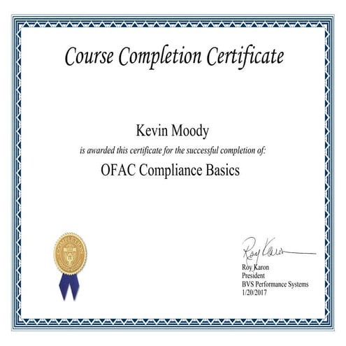 OFAC Compliance Basics Cert | PDF