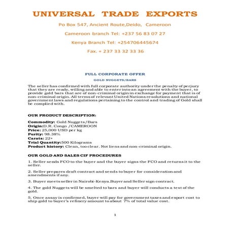 500kg FCO UNIVERSAL TRADE EXPORTS | DOCX