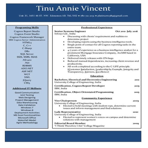 Resume_Tinu Annie Vincent | PDF